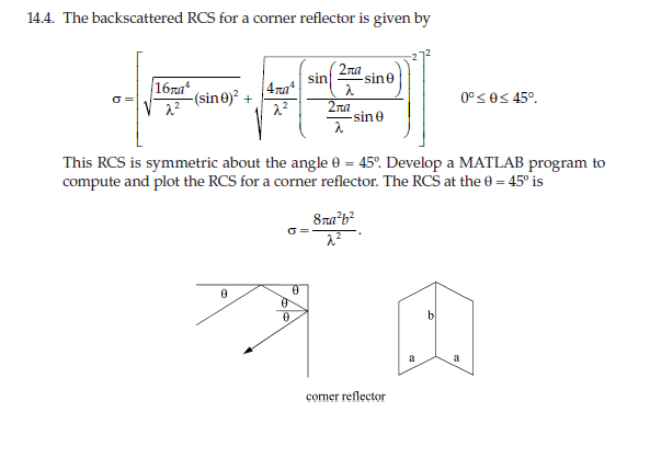 Solved 14.4. The backscattered RCS for a corner reflector is | Chegg.com