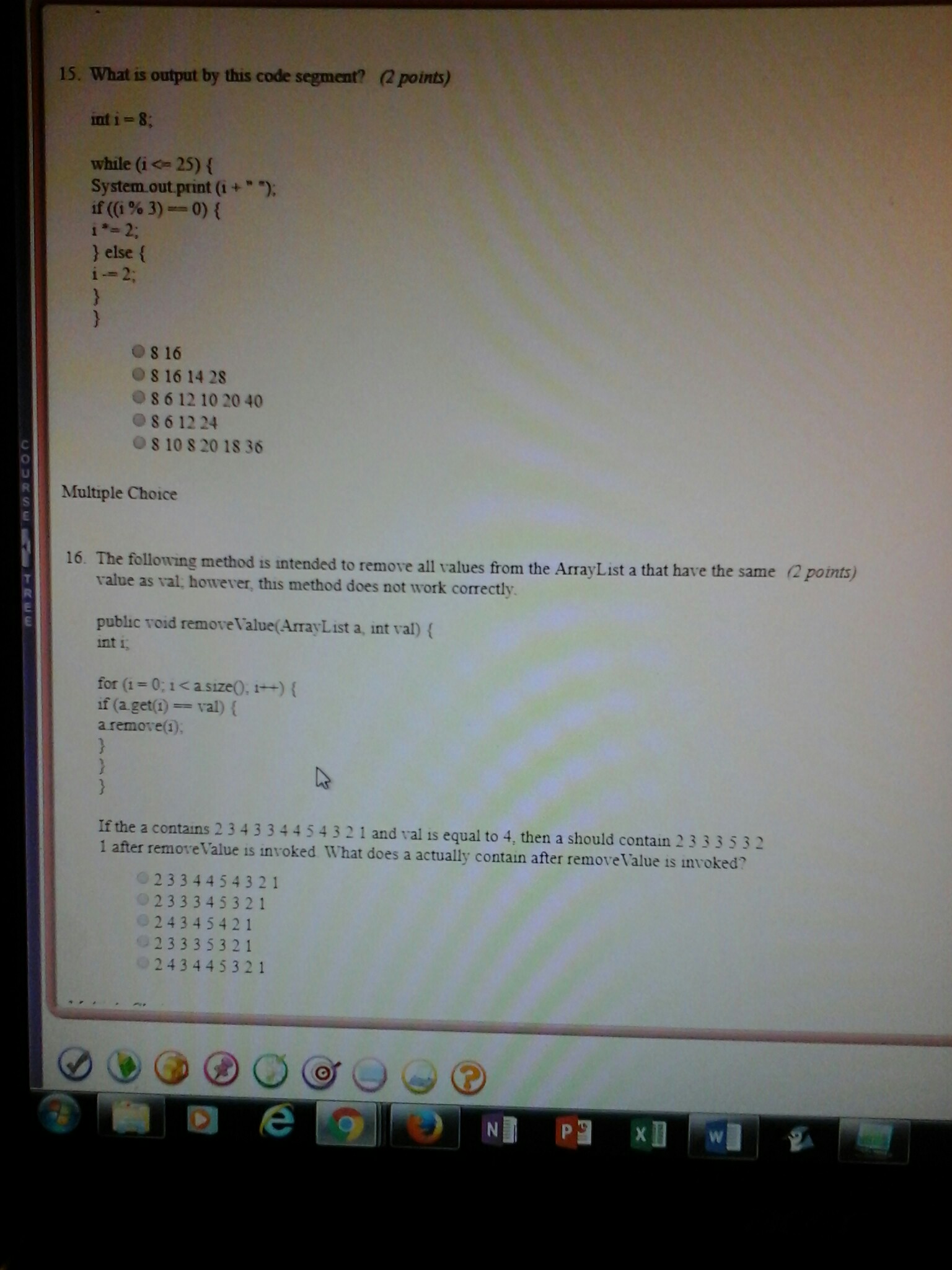 Solved 15 What Is Output By This Code Segment 2 Points
