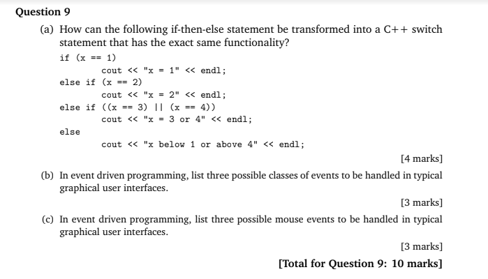 Solved Question 9 (a) How can the following if-then-else | Chegg.com