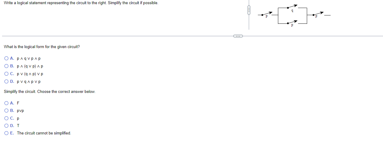 Solved Write a logical statement representing the circuit to | Chegg.com