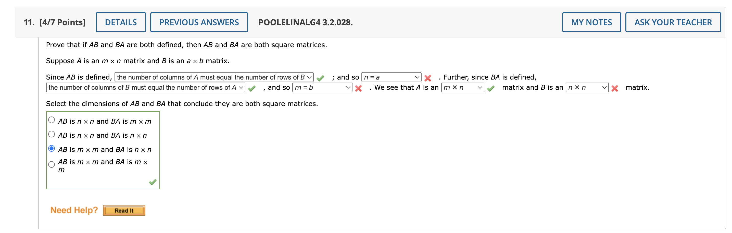 Solved Prove that if AB and BA are both defined, then AB and | Chegg.com