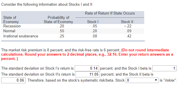 Solved Consider the following information about Stocks I and | Chegg.com