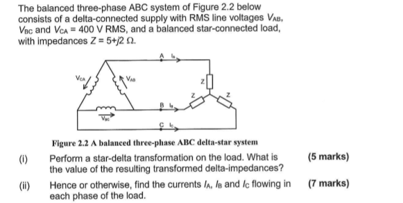 Solved The balanced three-phase ABC system of Figure 2.2 | Chegg.com