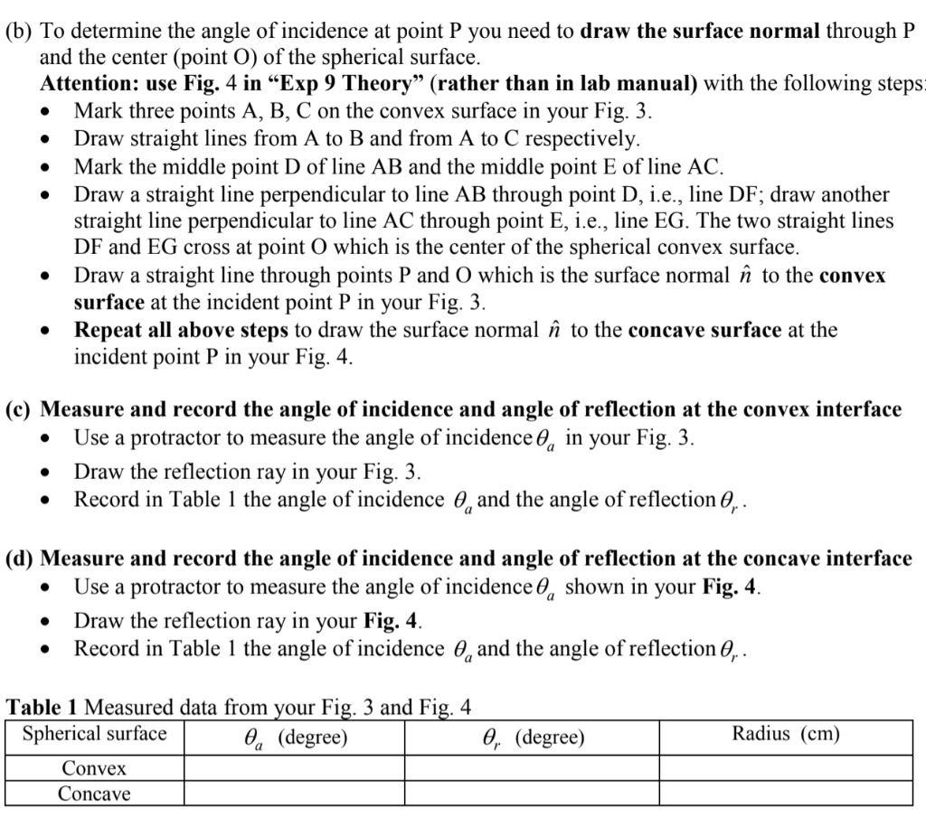 Solved Measure and record the angle of incidence and angle | Chegg.com
