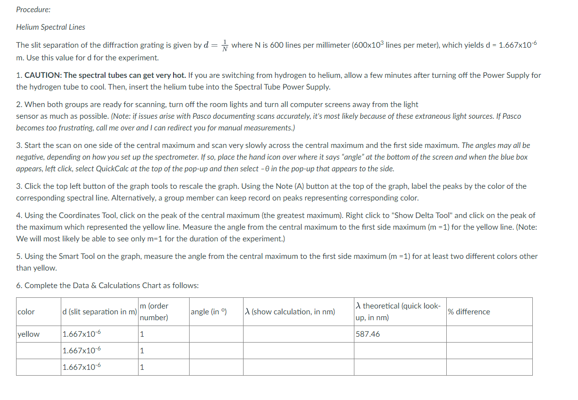 The slit separation of the diffraction grating is | Chegg.com
