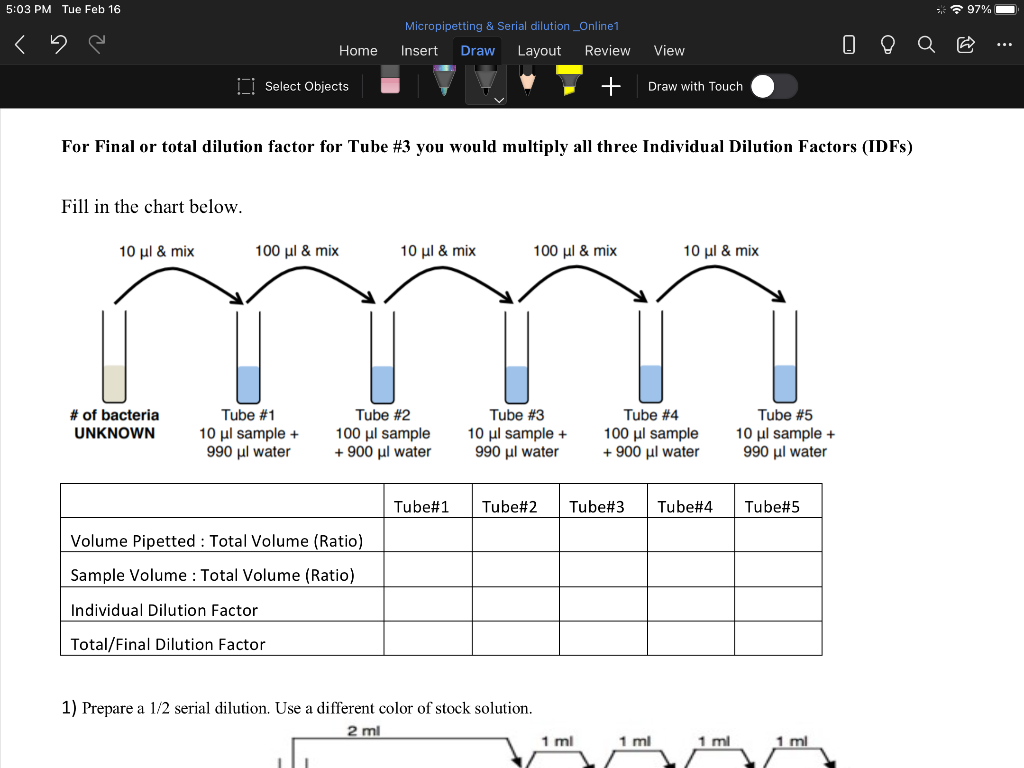 Solved 5:03 PM Tue Feb 16 97% Micropipetting & Serial | Chegg.com