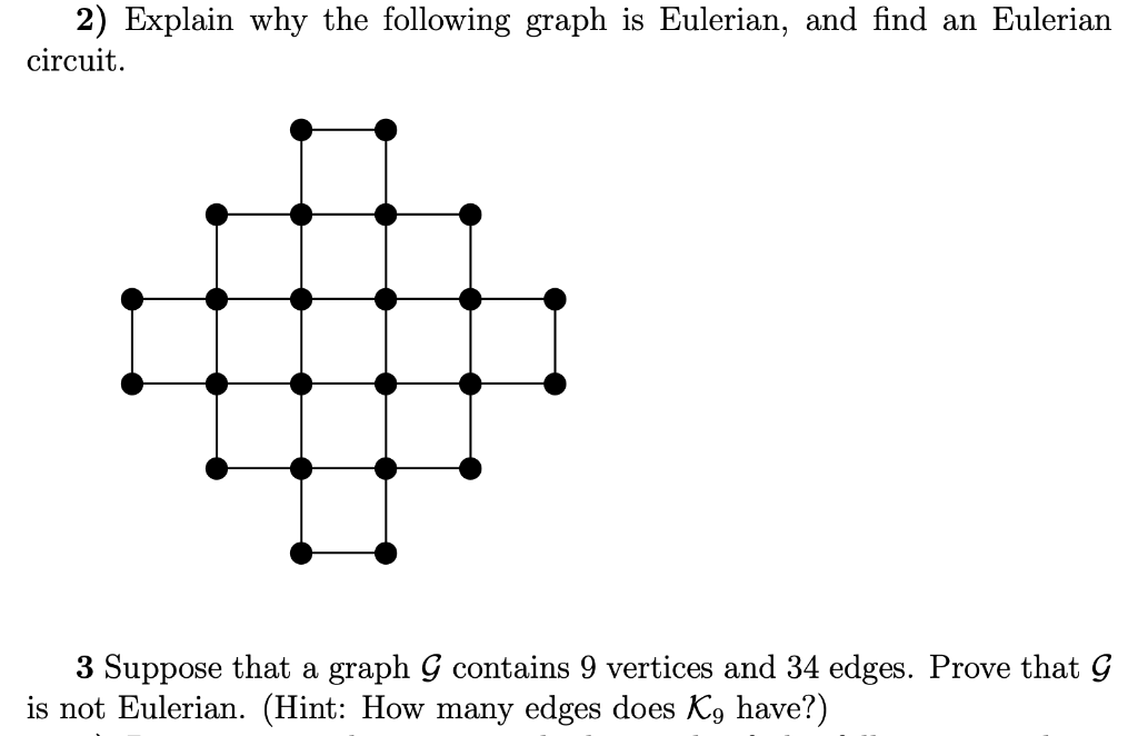 Solved 2) Explain why the following graph is Eulerian, and | Chegg.com