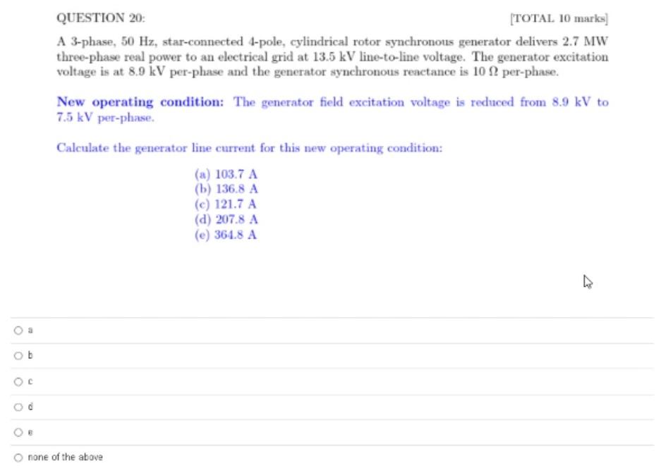 Solved QUESTION 20 [TOTAL 10 marks) A 3-phase, 50 Hz, | Chegg.com