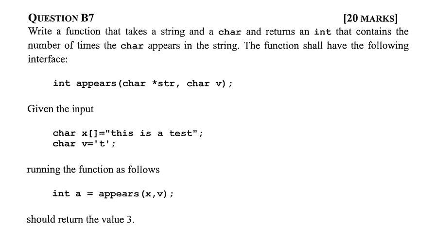 Solved QUESTION B7 [20 MARKS] Write a function that takes a | Chegg.com
