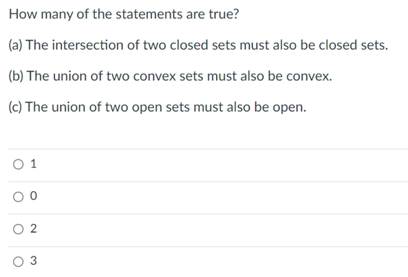 Solved How many of the statements are true? (a) The | Chegg.com