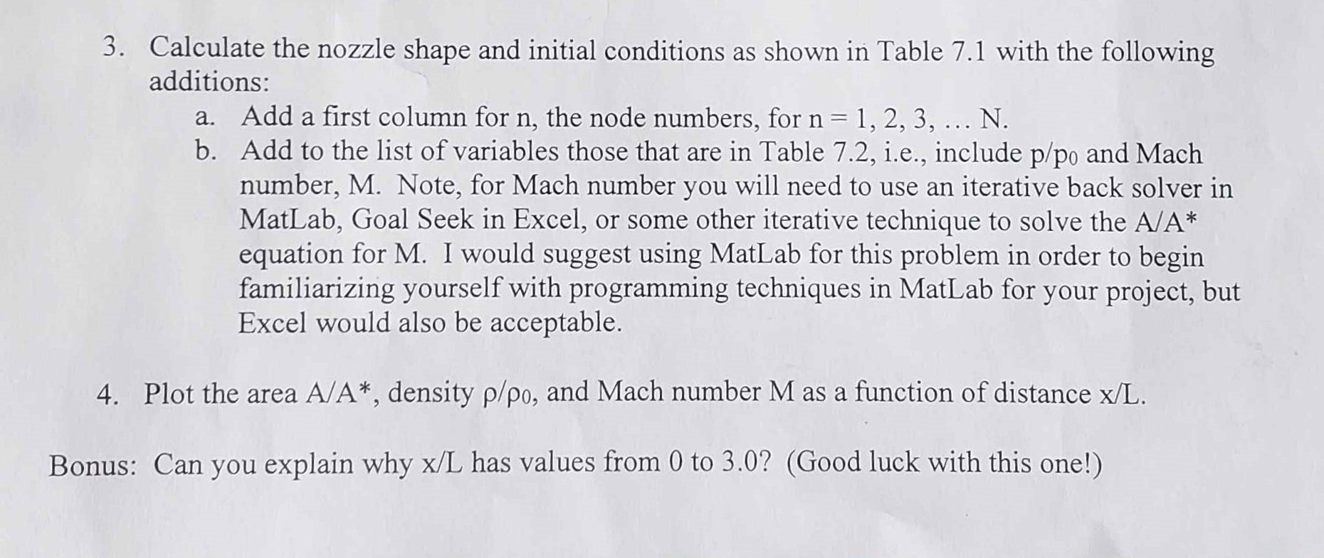 Solved by an EXPERT 3. ﻿Calculate the nozzle shape and initial conditions | Chegg.com
