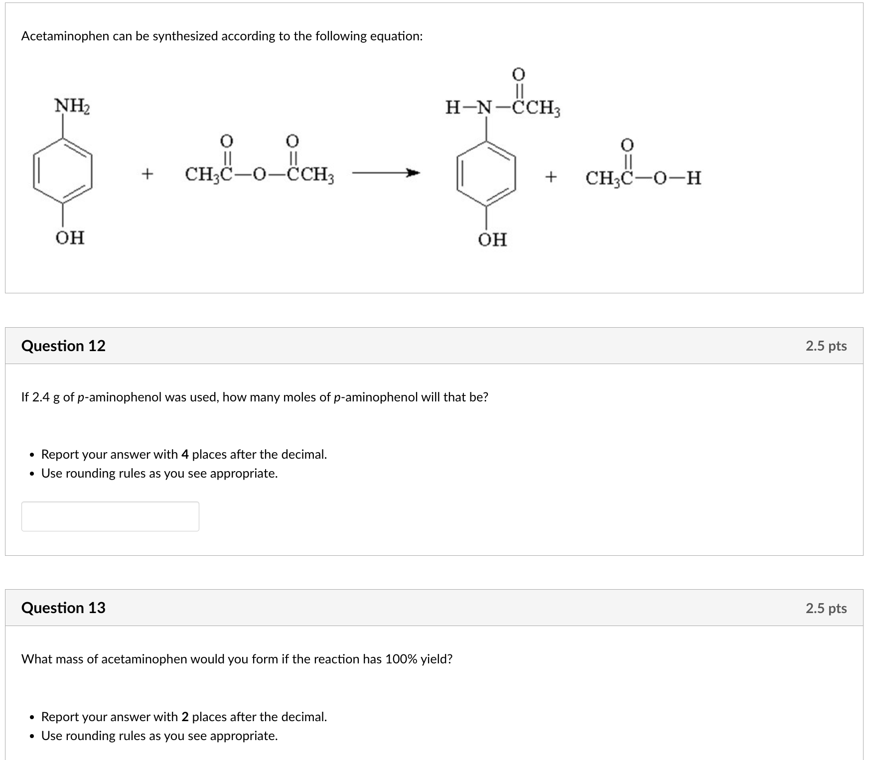 Solved Acetaminophen can be synthesized according to the | Chegg.com