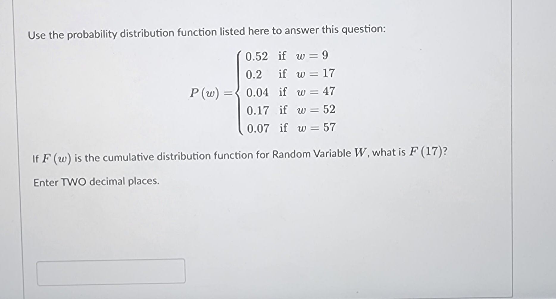Solved Use the probability distribution function listed here | Chegg.com
