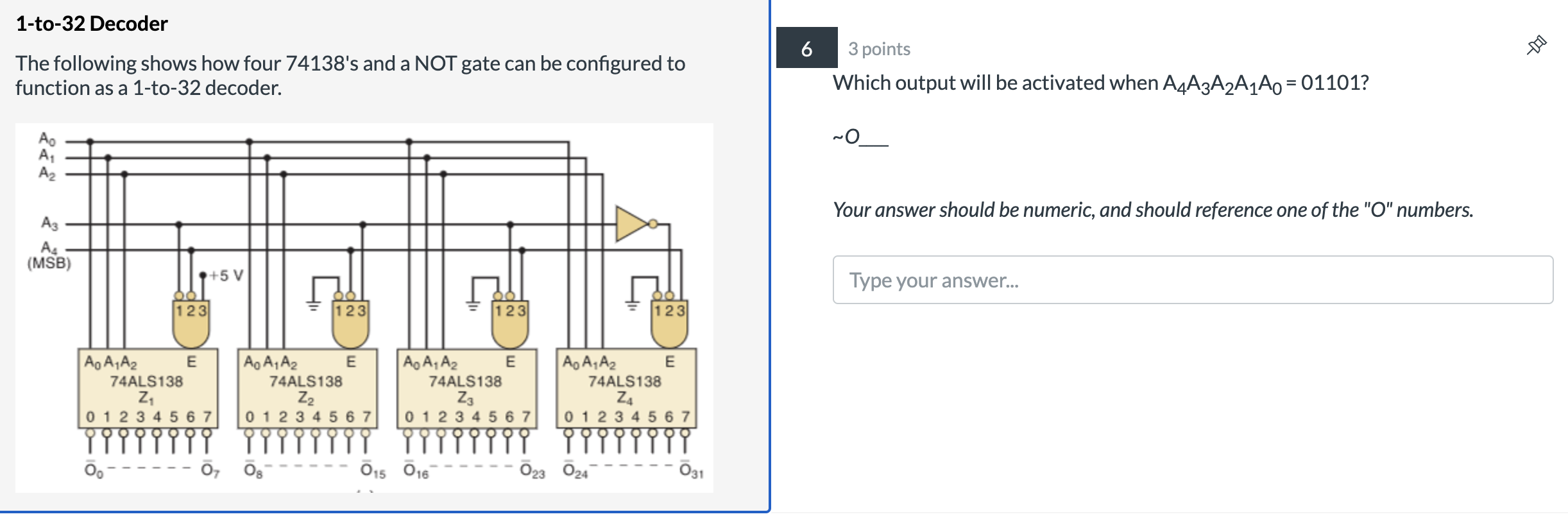 Solved 1-to-32 Decoder 6 De The following shows how four | Chegg.com