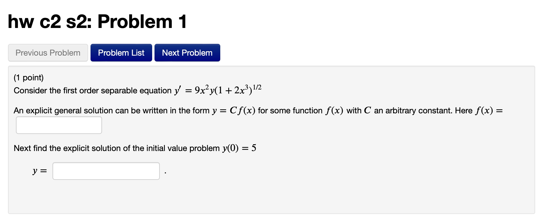 Solved Solve the separable initial value problem. 1. | Chegg.com