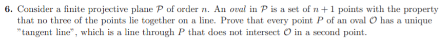 6. Consider a finite projective plane P of order n. | Chegg.com