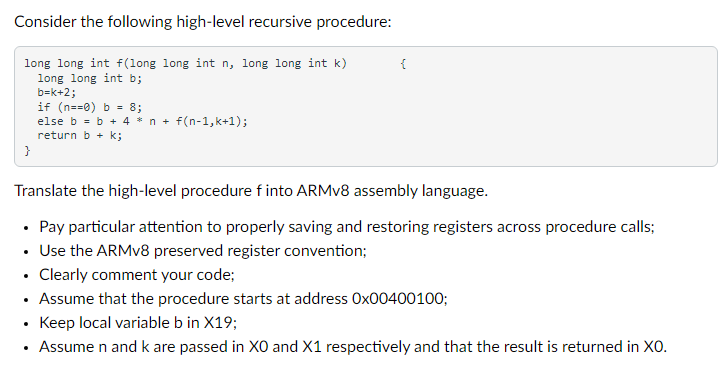 Solved Consider the following high-level recursive | Chegg.com