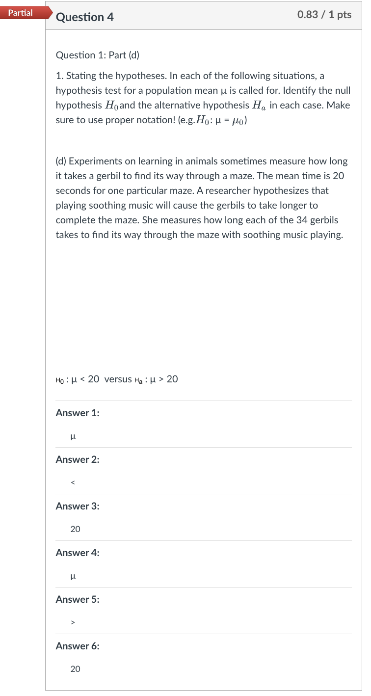 Solved Question 1: Part (c) 1. Stating the hypotheses. In | Chegg.com