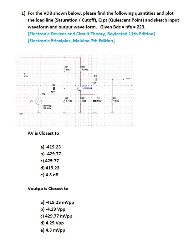 Solved 1) For the VDB shown below, please find the following | Chegg.com