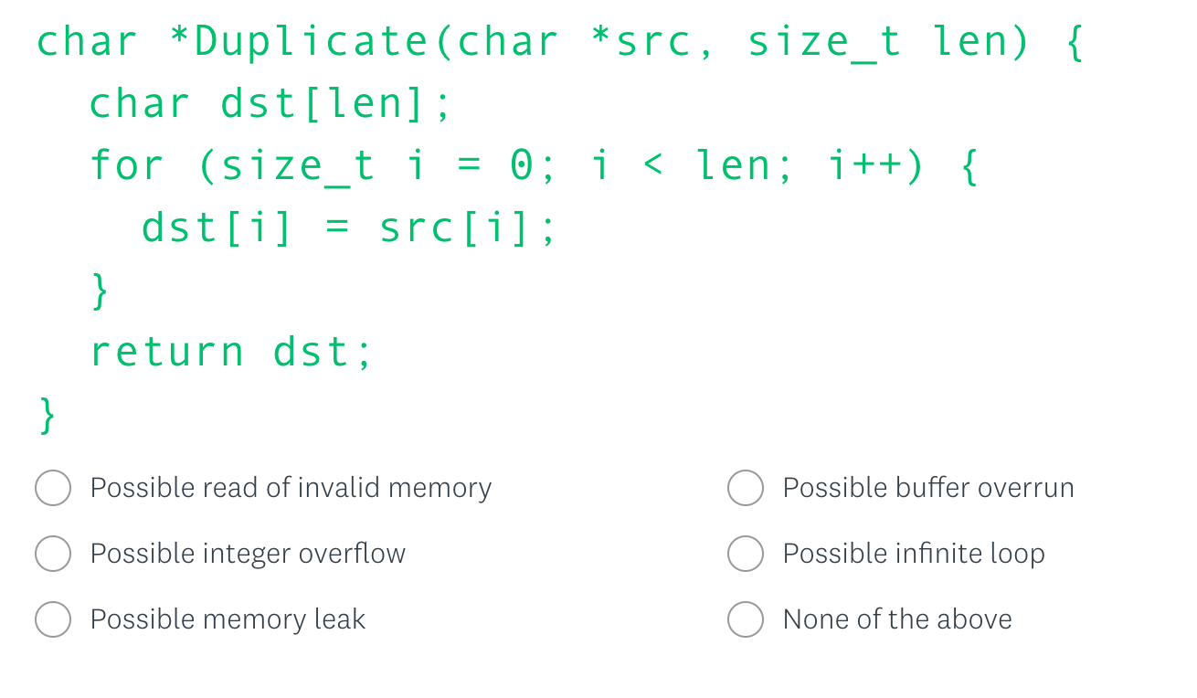 Solved char *Duplicate (char *src, size_t len) { char | Chegg.com