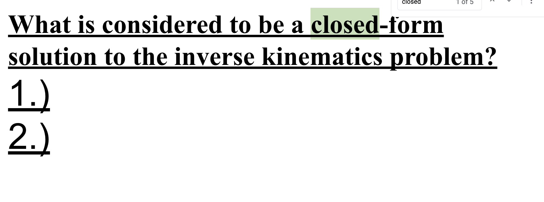 Solved closed 1 of 5 What is considered to be a closed-form | Chegg.com