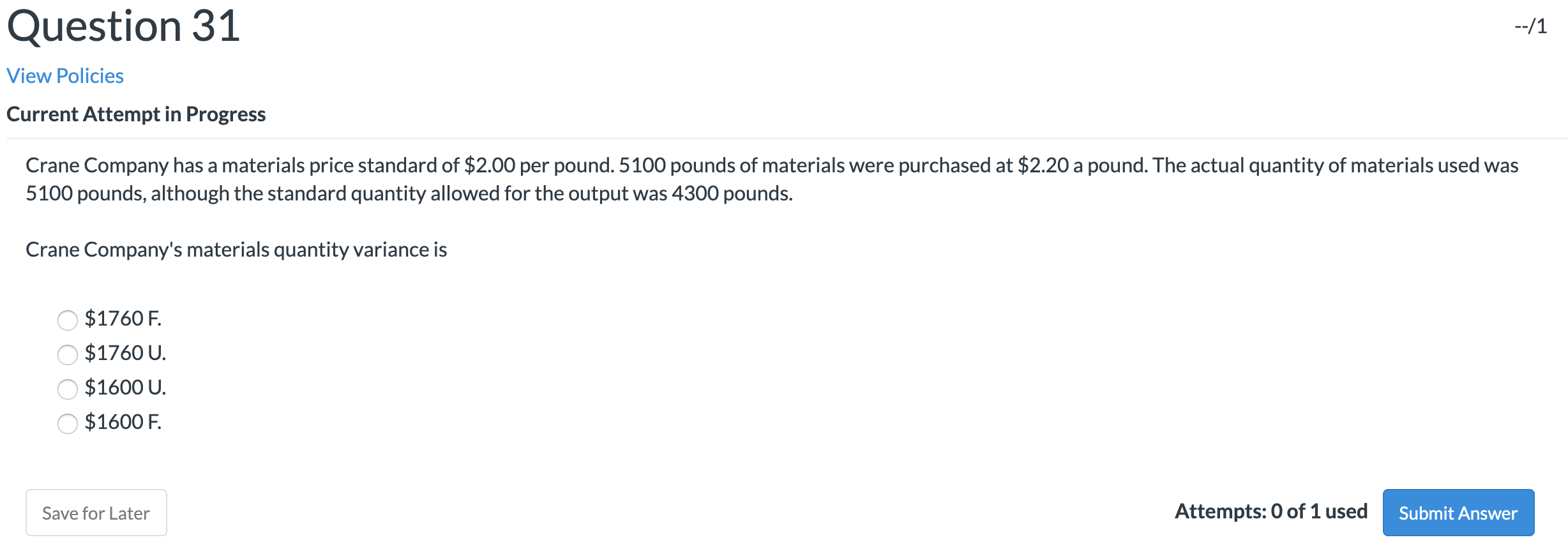Solved Question 29 --/1 View Policies Current Attempt in | Chegg.com