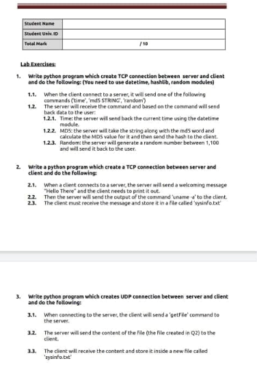 Solved Student Name Student Univ. ID Total Mark Lab | Chegg.com