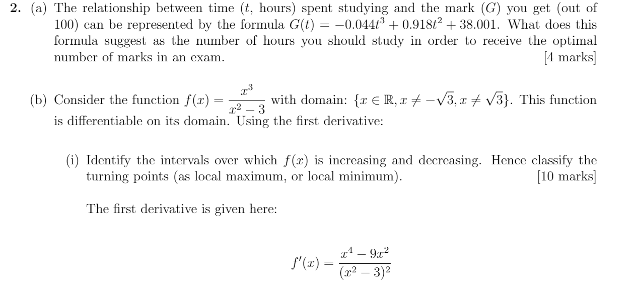 Solved 2. (a) The relationship between time (t, hours) spent | Chegg.com