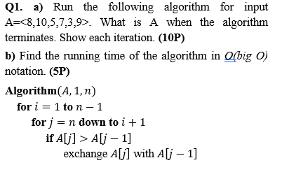 Solved Q1. a) Run the following algorithm for input | Chegg.com