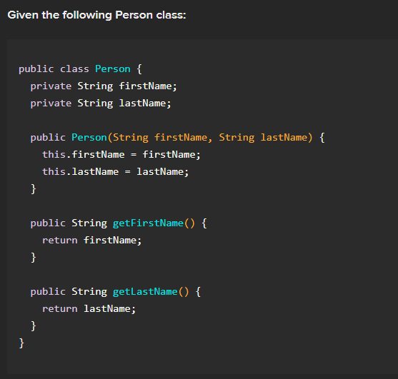 Solved Given The Following Person Class Public Class Person 