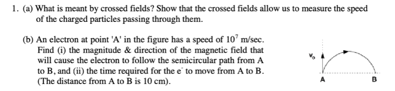 Solved 1. (a) What is meant by crossed fields? Show that the | Chegg.com