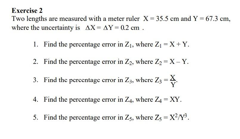 Solved Exercise 2 Two lengths are measured with a meter | Chegg.com