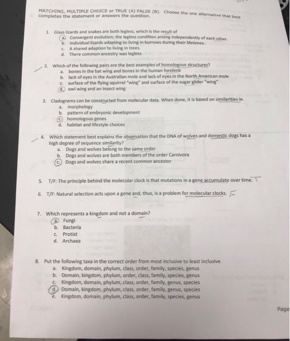 Solved MATCHING, MULTIPLE CHOICE or TRUE (A) FALSE (B). | Chegg.com