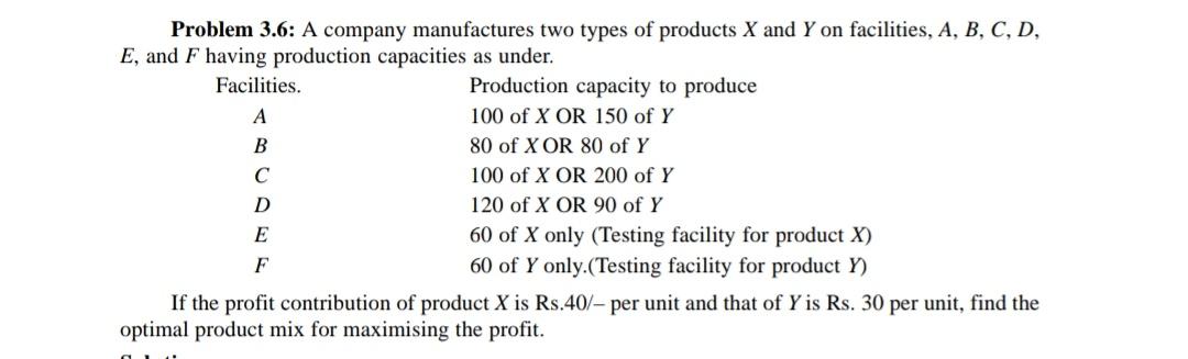 Solved Problem 3.6: A company manufactures two types of | Chegg.com