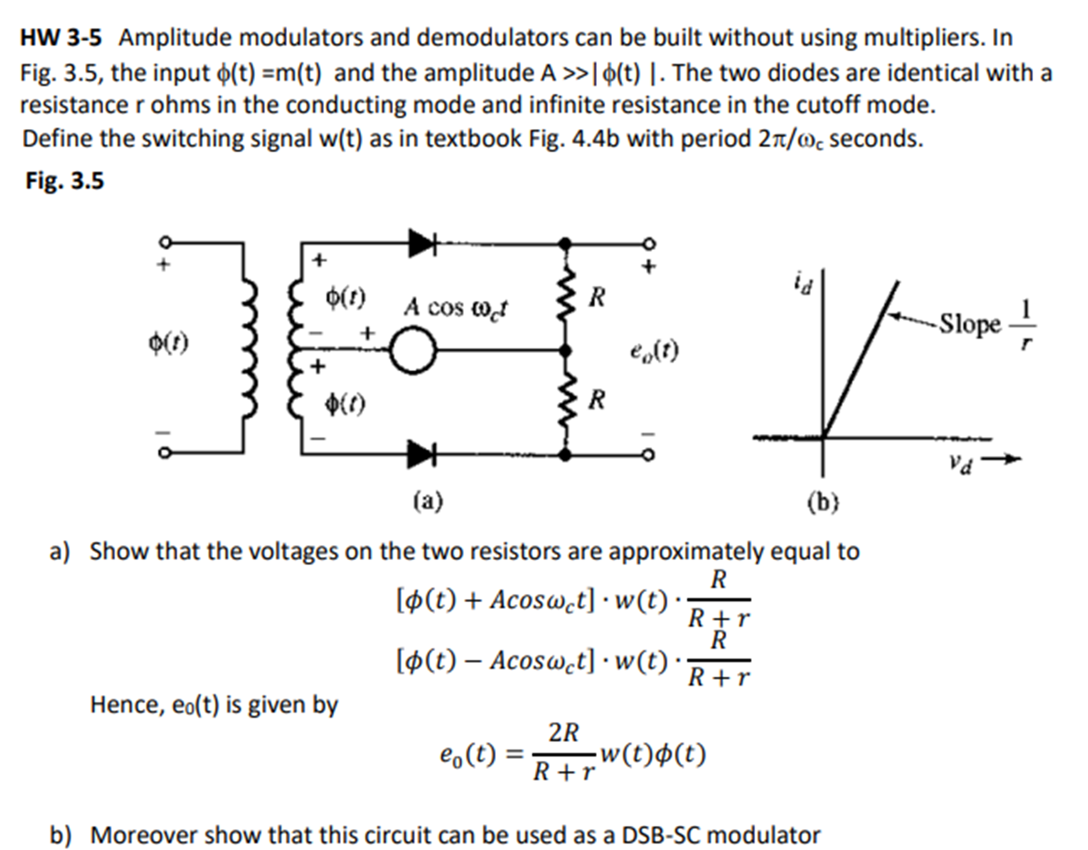 Solved HW 3-5 ﻿Amplitude modulators and demodulators can be | Chegg.com