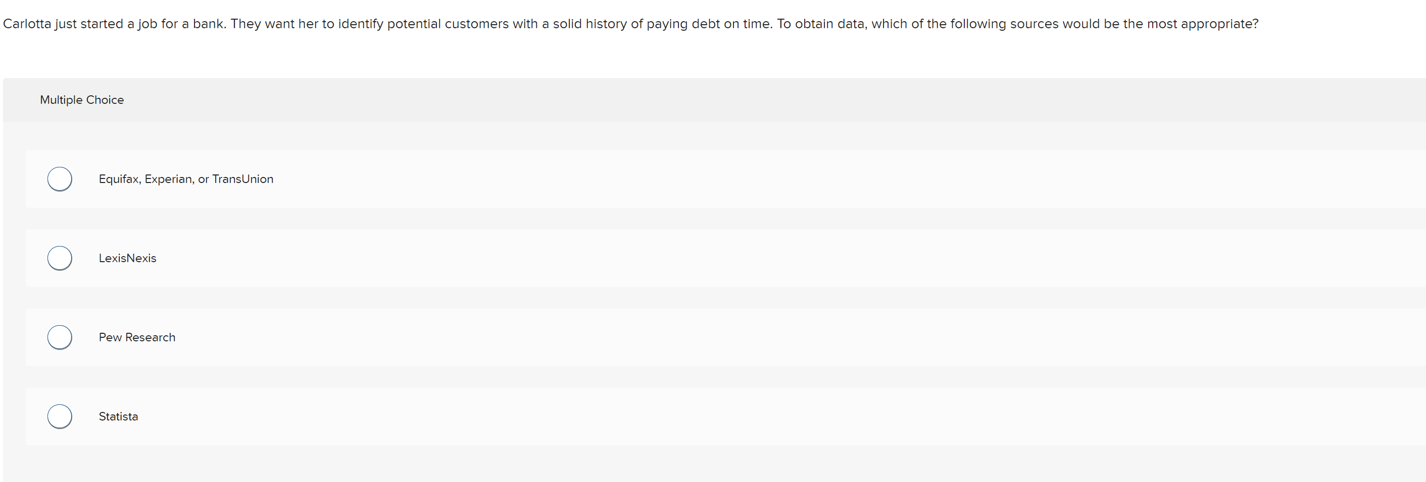 Solved Multiple Choice Equifax, Experian, or TransUnion | Chegg.com