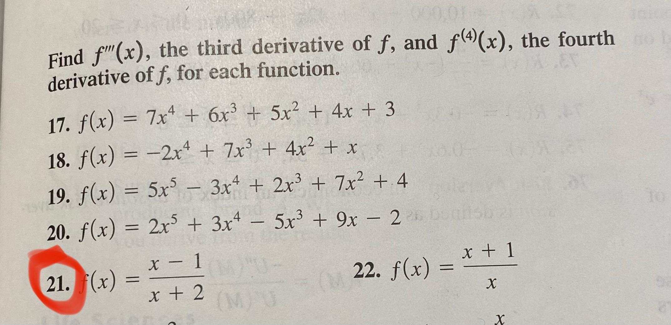 Solved Find f"(x), the third derivative of f, and f(4)(x), | Chegg.com