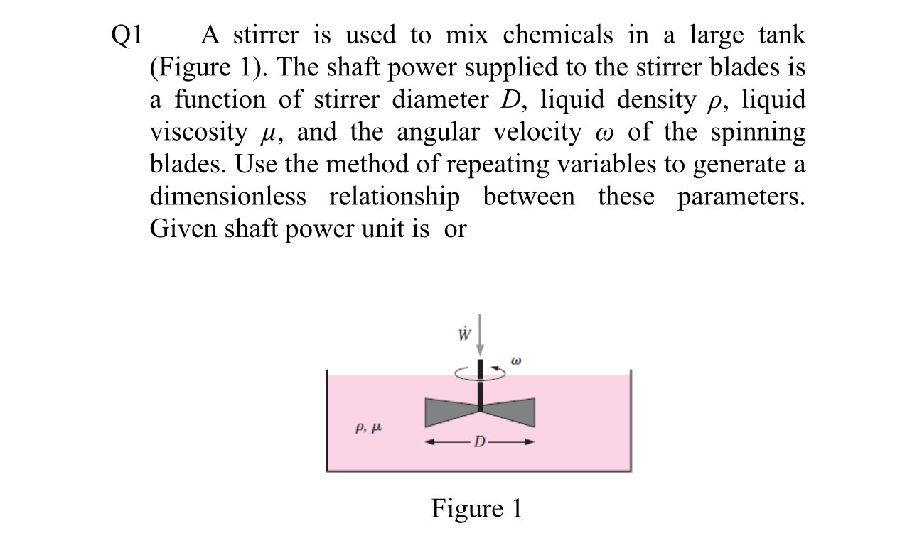 Q1 ﻿A stirrer is used to mix chemicals in a large | Chegg.com