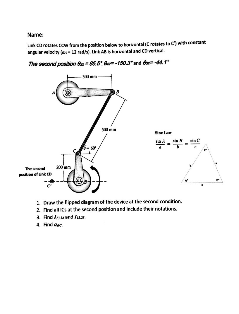 Solved Link CD rotates CCW from the position below to | Chegg.com