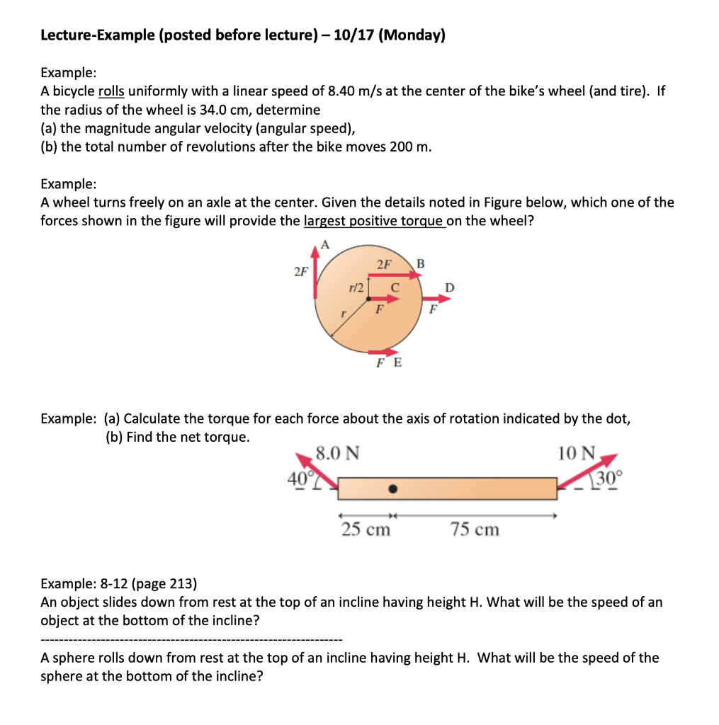 Solved Lecture-Example (posted before lecture) - 10/17 | Chegg.com