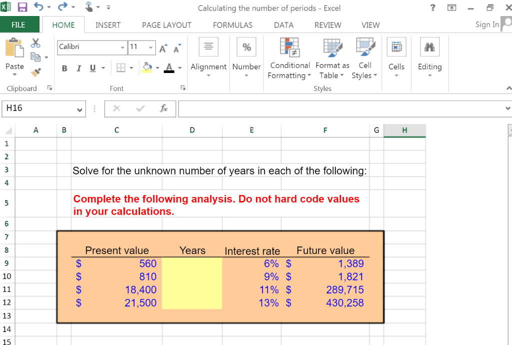 Solved Calculating the number of periods - Excel ? 5 FILE | Chegg.com