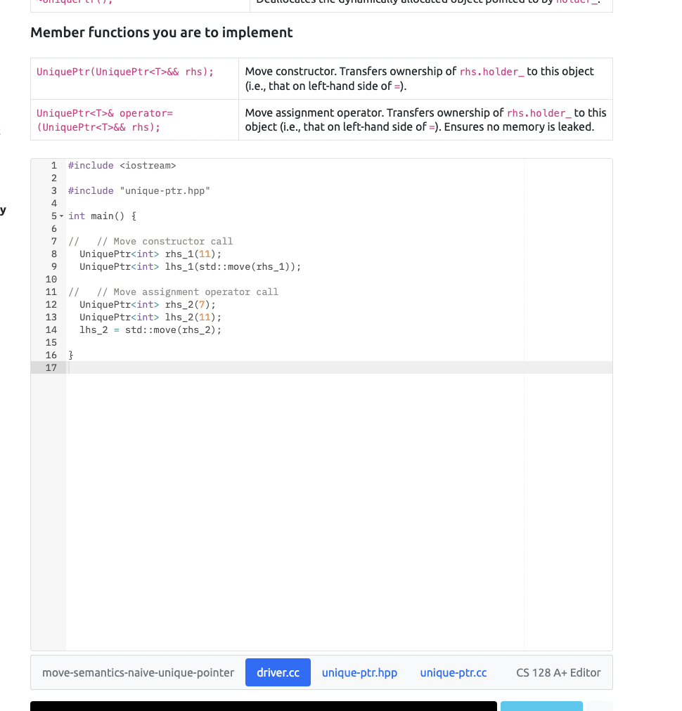Unique pointer The mantra of the unique pointer is | Chegg.com