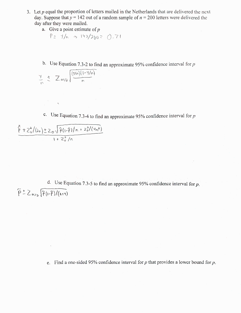 Solved 3. Let p equal the proportion of letters mailed in | Chegg.com