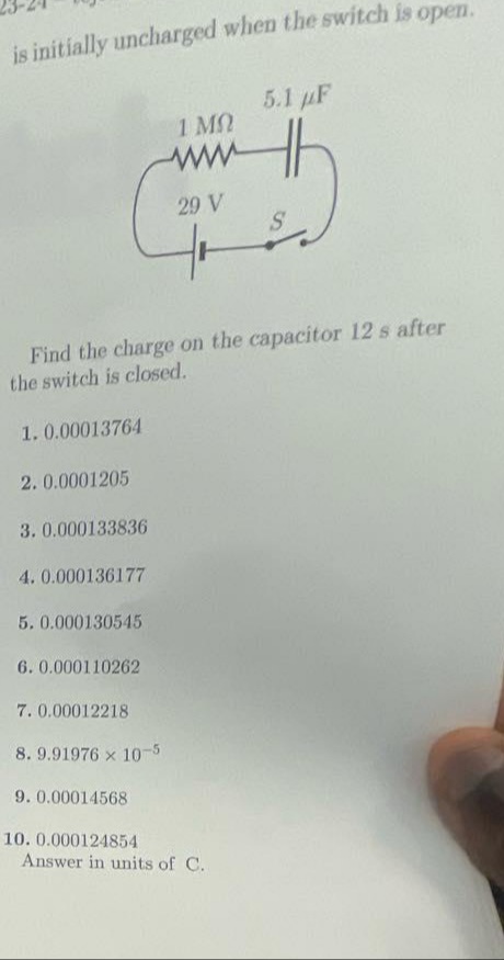 Solved Consider a series RC circuit. The capacitoris | Chegg.com