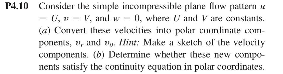 Solved 0 Consider the simple incompressible plane flow | Chegg.com