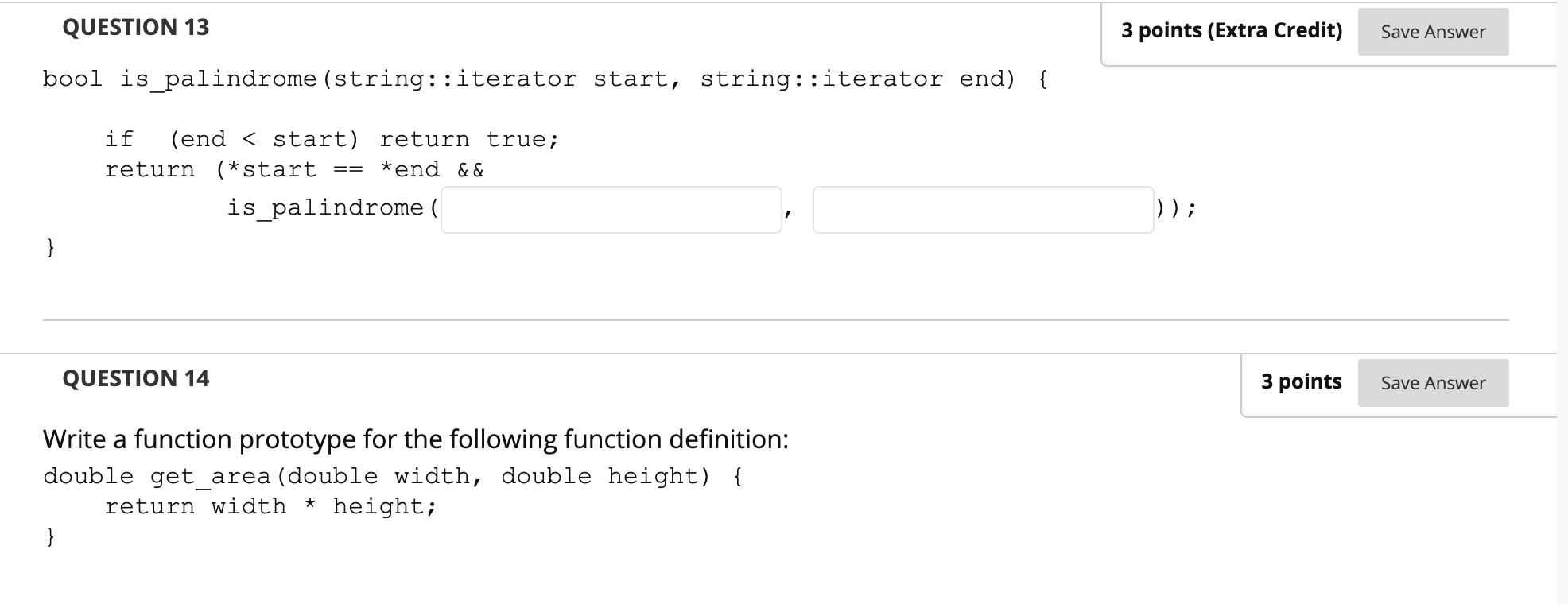 Solved QUESTION 13 3 points (Extra Credit) Save Answer bool | Chegg.com