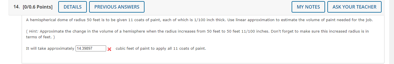 Solved A hemispherical dome of radius 50 feet is to be given | Chegg.com
