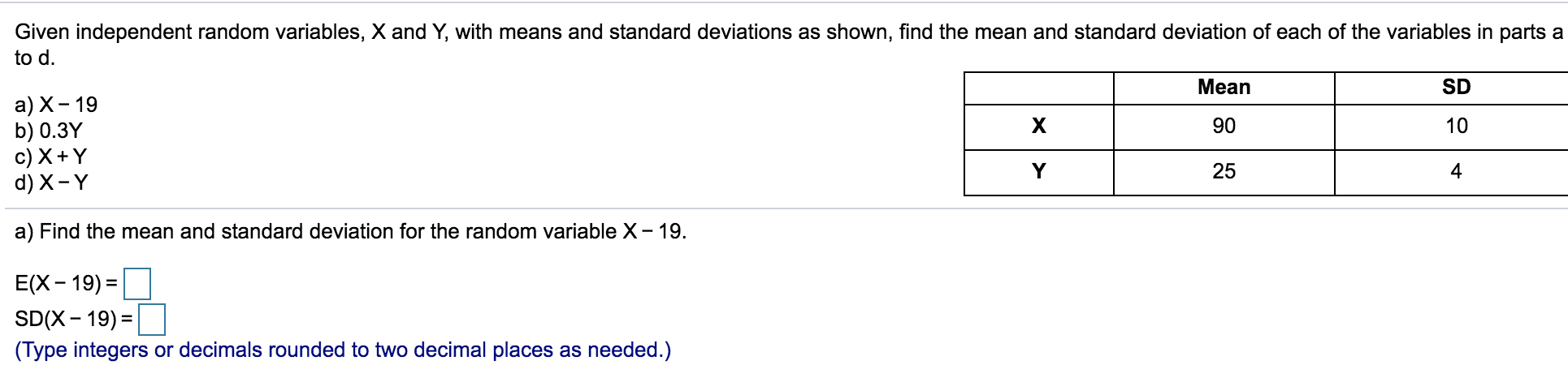 Solved Given independent random variables, X and Y, with | Chegg.com