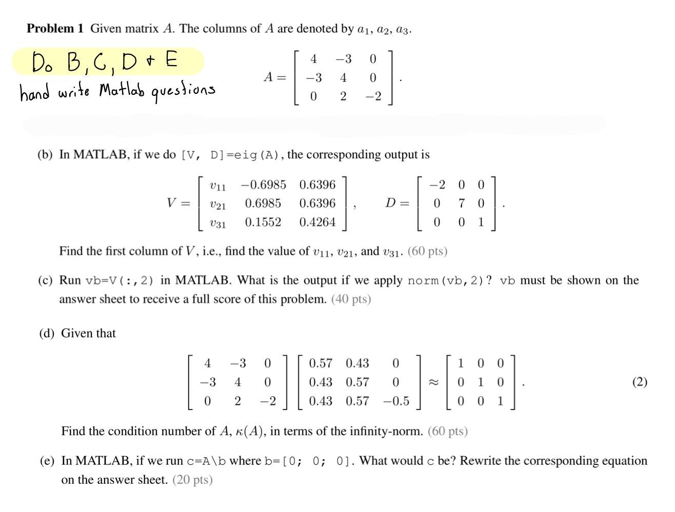 Solved Write out a matlab explanation for questions B C and | Chegg.com
