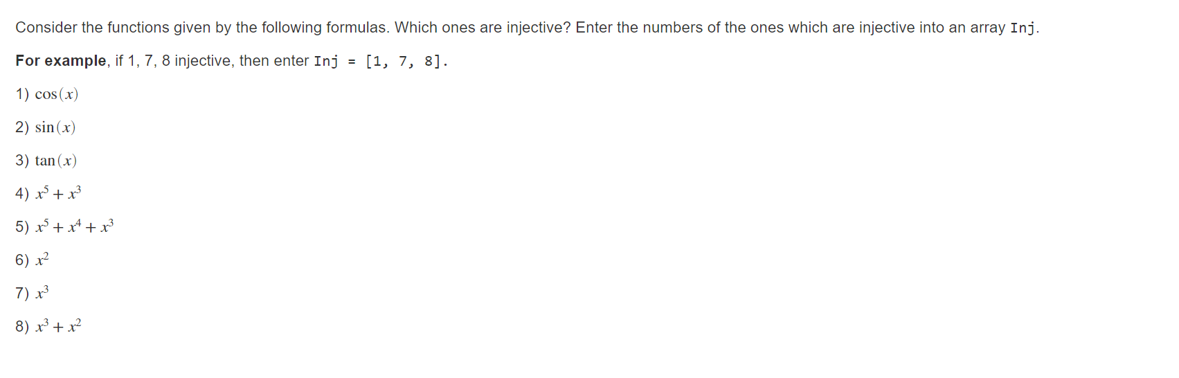 Solved Consider the functions given by the following | Chegg.com